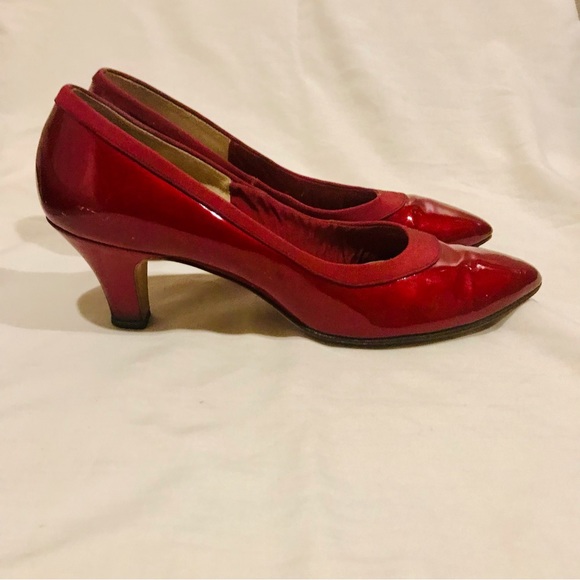 Air Step | Shoes | Vintage 98s Air Step Red Vinyl Trotter Pumps Size 7 ...